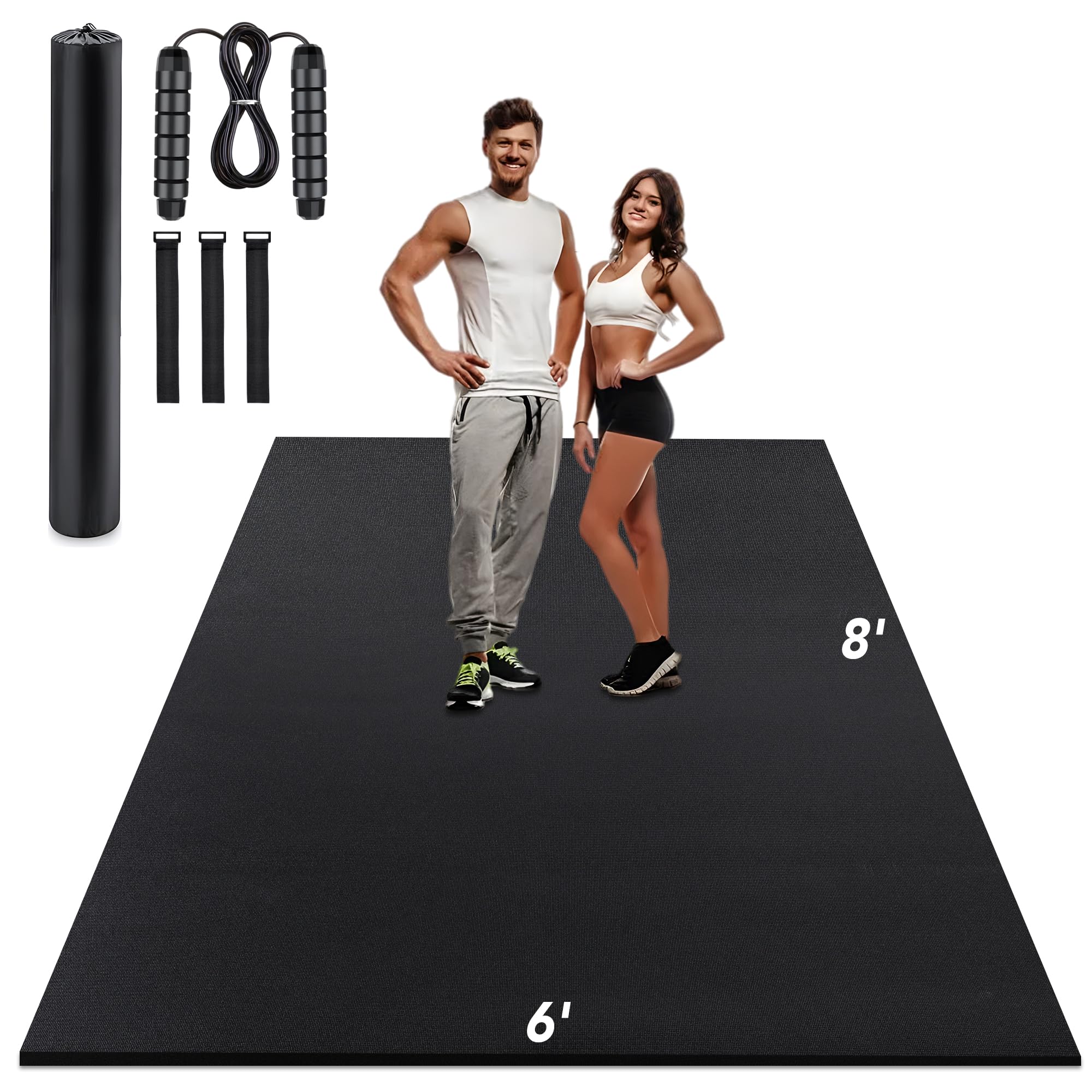 8x6 Ft Workout Mat,Osoeri 1/3-inch Thick Large Exercise Mat for Men and ...