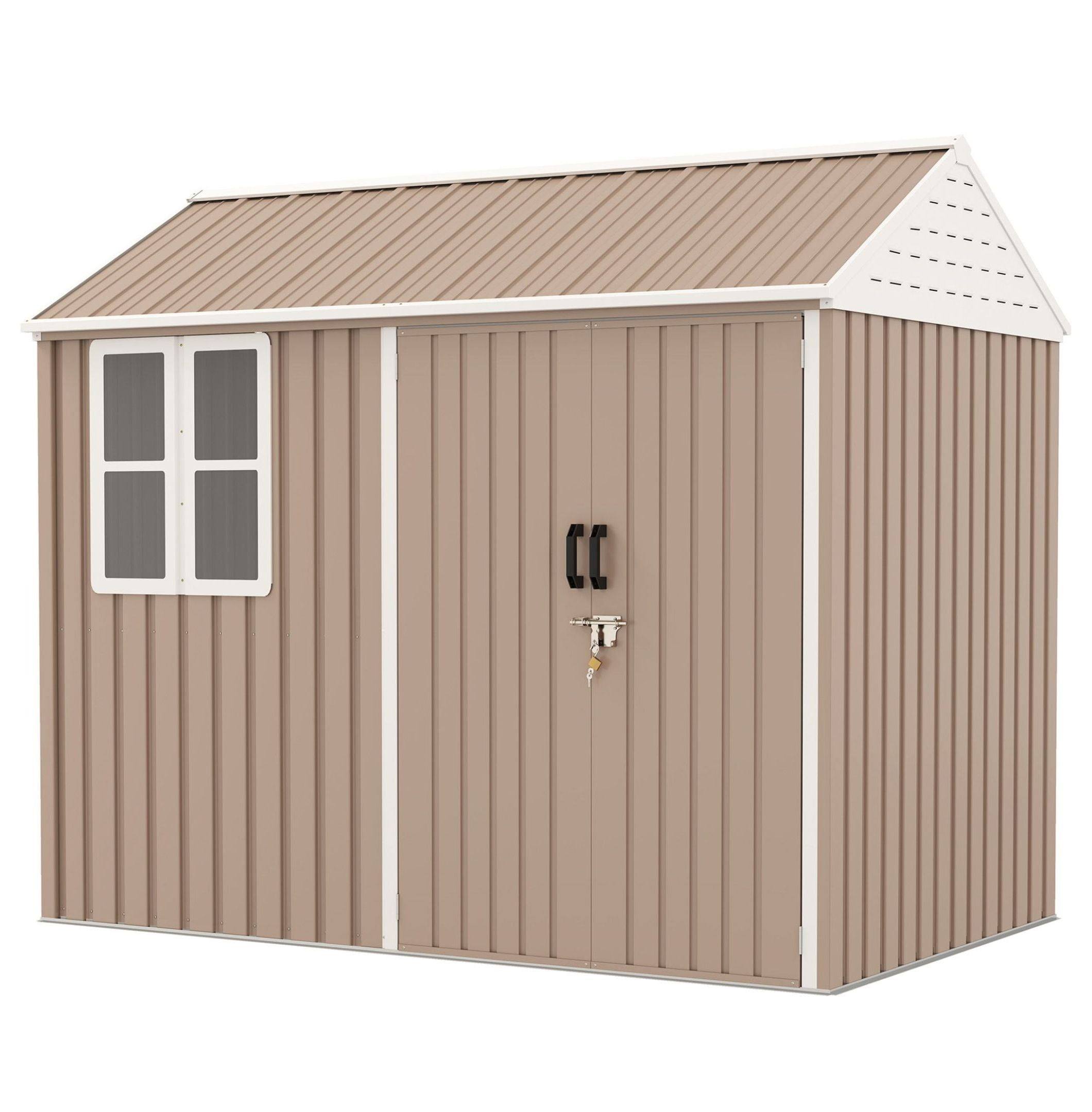 8x6 Metal Garden Storage Shed - Extra Large Outdoor Tool House w/Doors ...