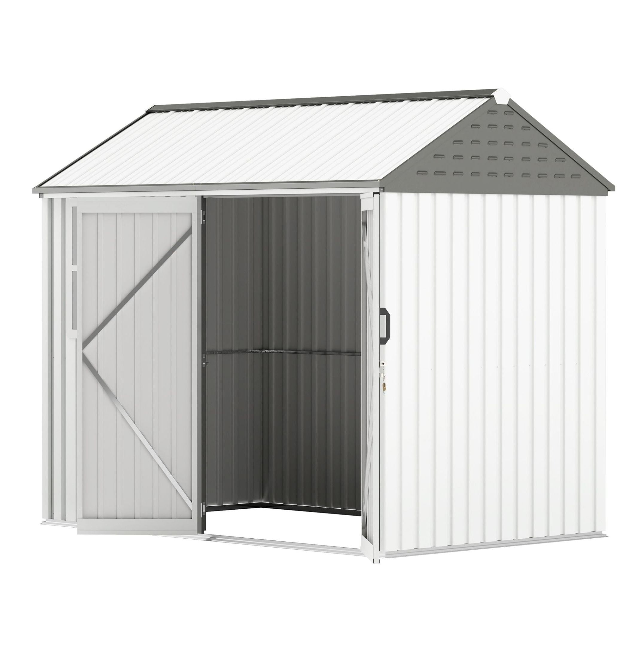 8x6 Metal Garden Storage Shed - Extra Large Outdoor Tool Shed w/ Doors ...