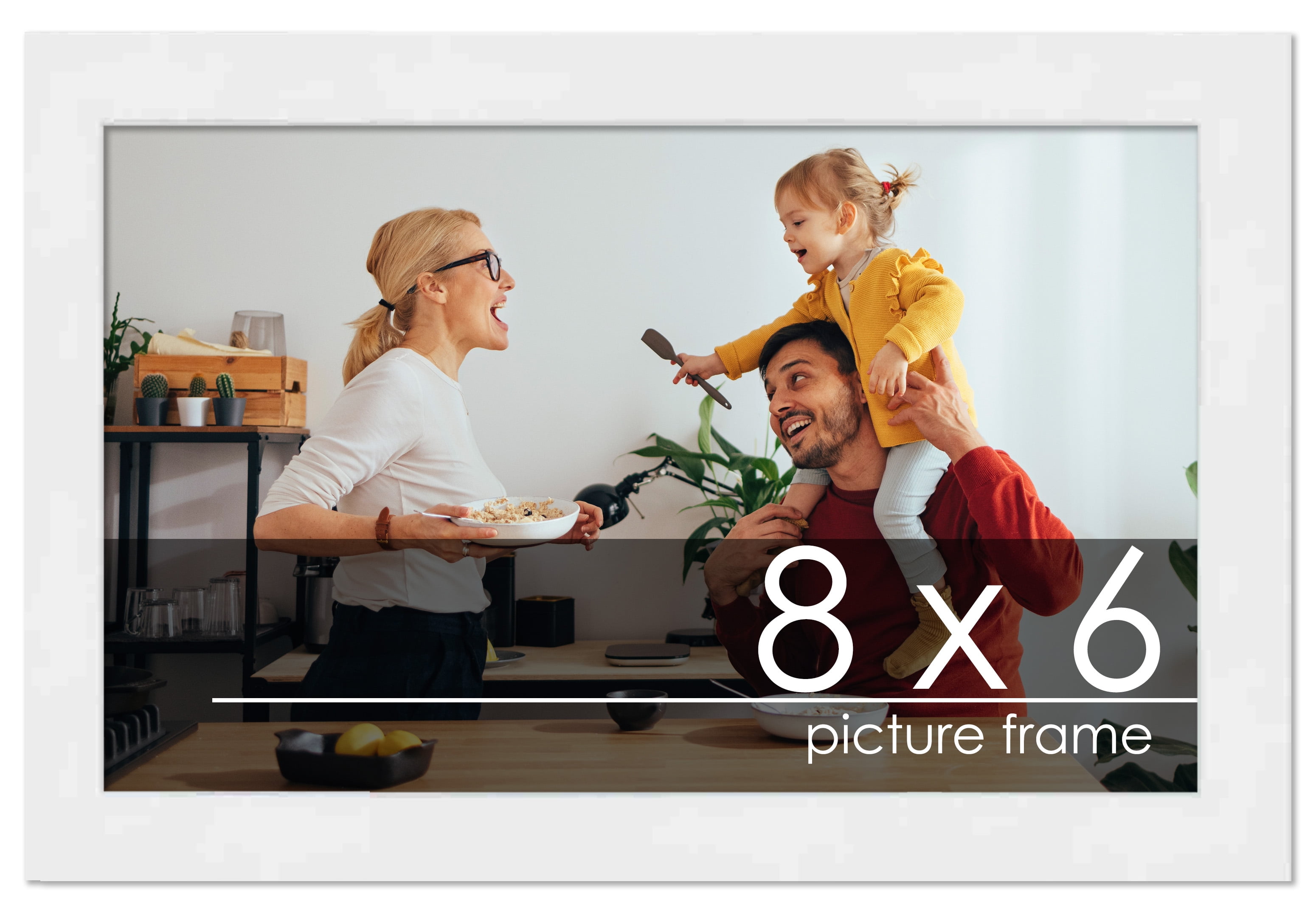 8x6 White Wood Picture Frame - UV Acrylic, Foam Board Backing, Hanging ...
