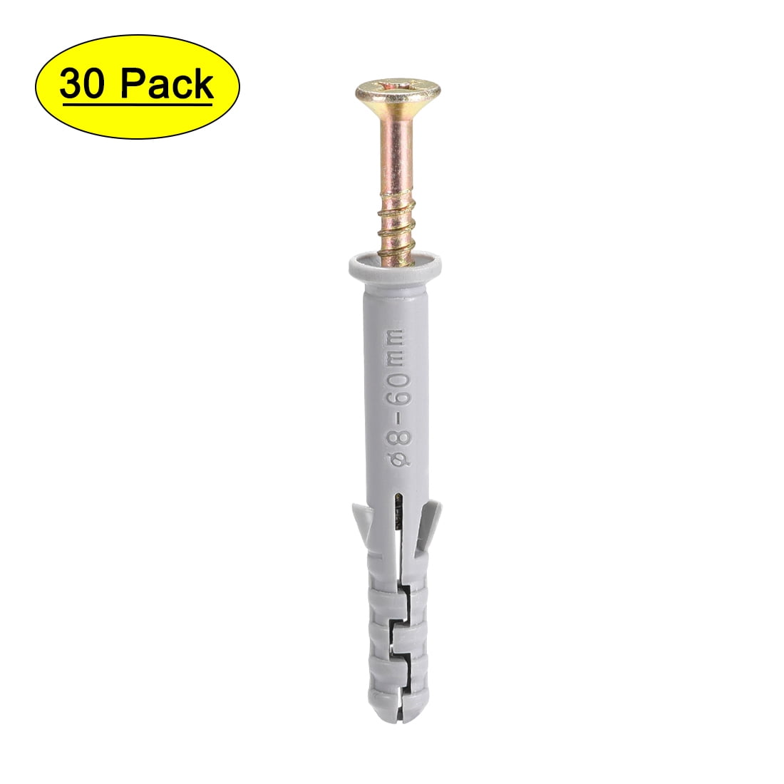 8x60mm Expansion Pipe with Screws Plastic Gray 30 Pack - Walmart.com