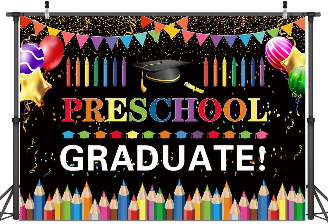 8x6FT 2024 Kindergarten Graduation Backdrop Colorful Kids Kindergarten ...