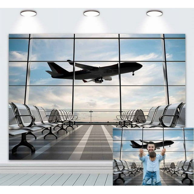 8x6FT Aeroplane Backdrop Airport Birthday Props Photography Backdrop ...