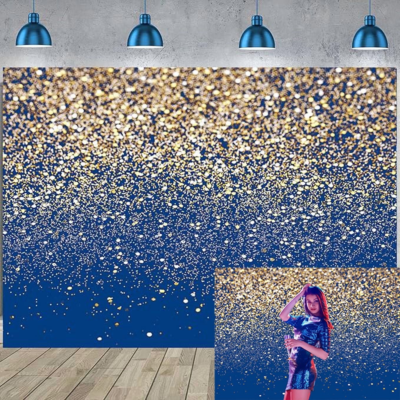 8x6FT Blue Gold Glitter Backdrop Gold Spots Bokeh Photography ...