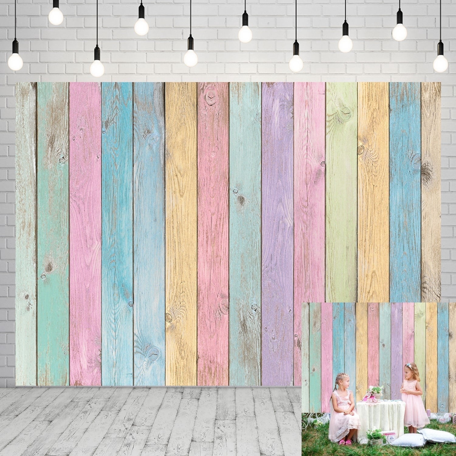 8x6FT Colorful Wood Background for Photography Spring Easter Backdrop ...