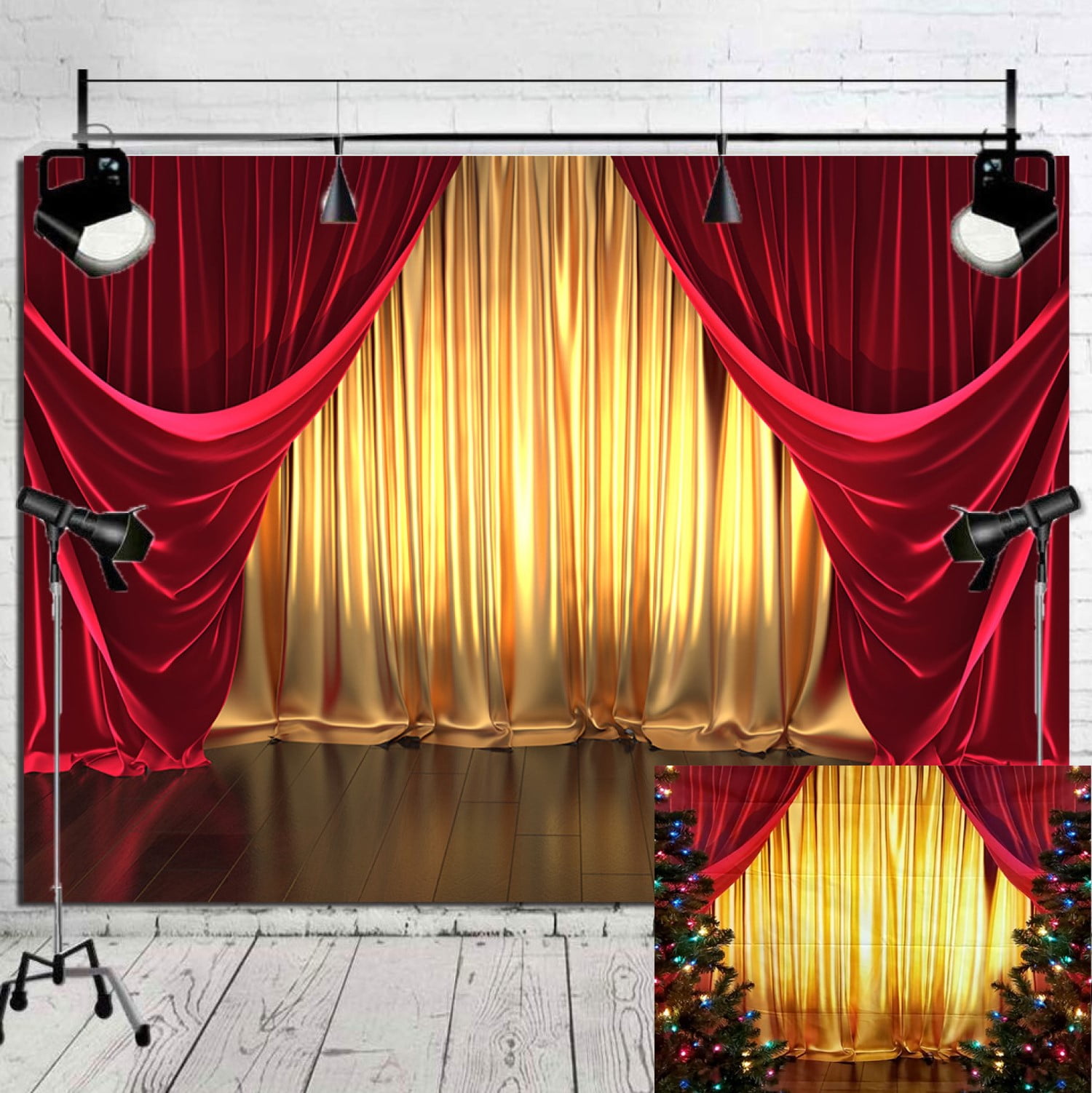 8x6FT Golden Red Curtain Party Backdrop Family Holiday Celebration Red ...