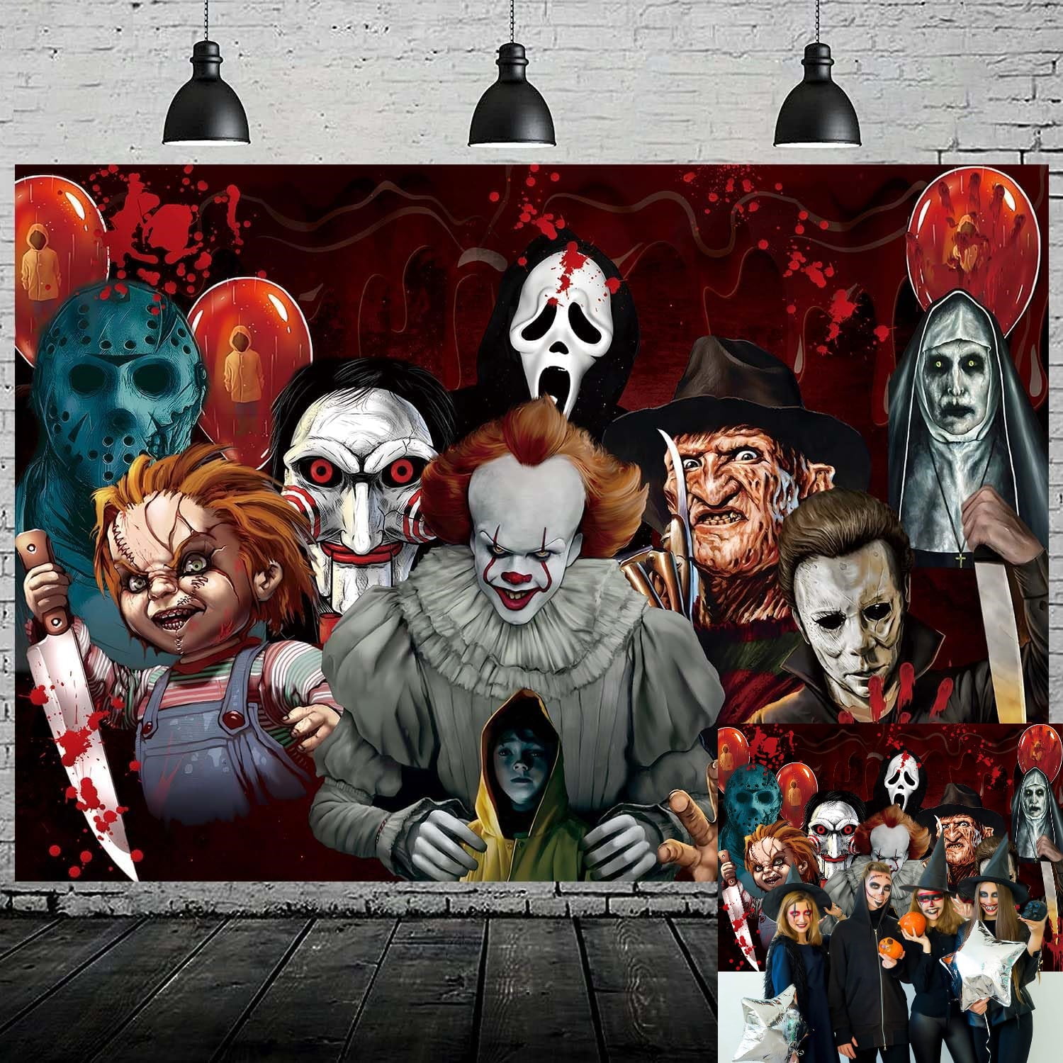 8x6FT Halloween Decoration Horror Classic Movie Character Backdrop ...