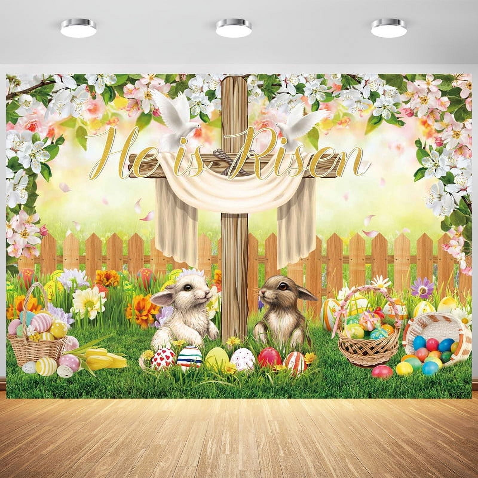8x6FT He is Risen Easter Backdrop Religious Happy Easter Backdrop ...