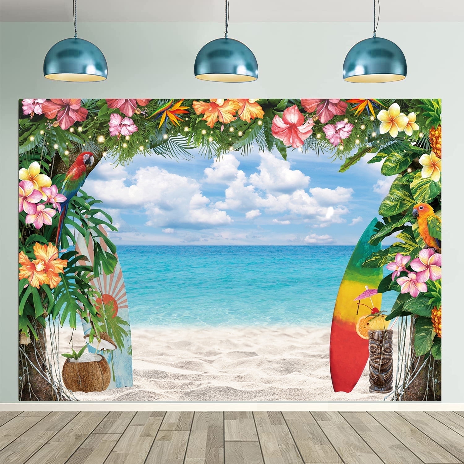 8x6FT Summer Hawaii Beach Background Tropical Hawaiian Sky Ocean ...