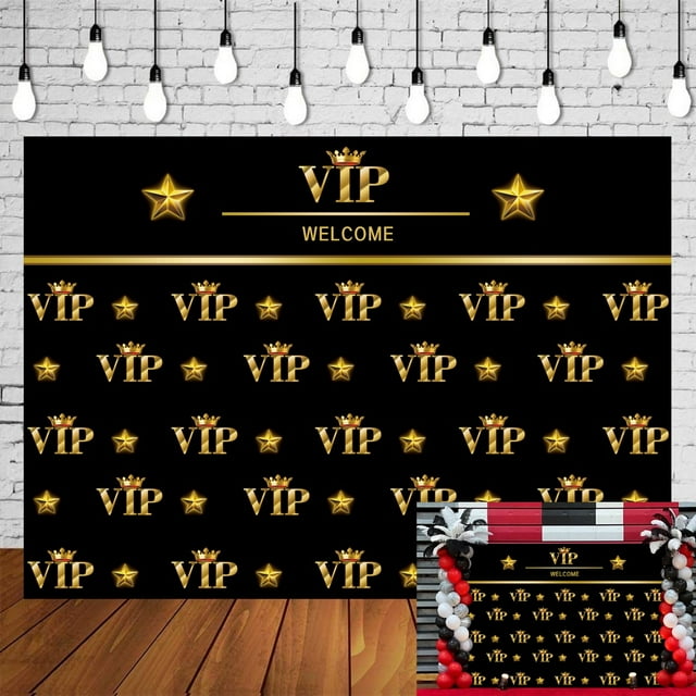 8x6FT VIP Black Gold Backdrop Vinyl Royal Crown Film Movie Banquet VIP ...