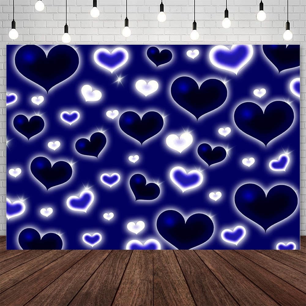 8x6ft Blue Black Heart Backdrop Early 2000s Sweetheart Photography ...