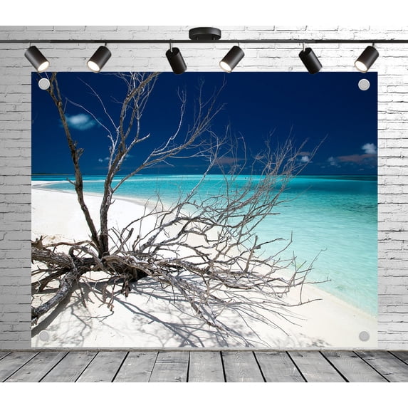 8x6ft Blue Ocean Backdrop Dead Trees Photo Background Decoration Banner ...