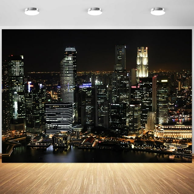 8x6ft City Backdrop Modern City Night View Skyscraper Urban Skyline ...