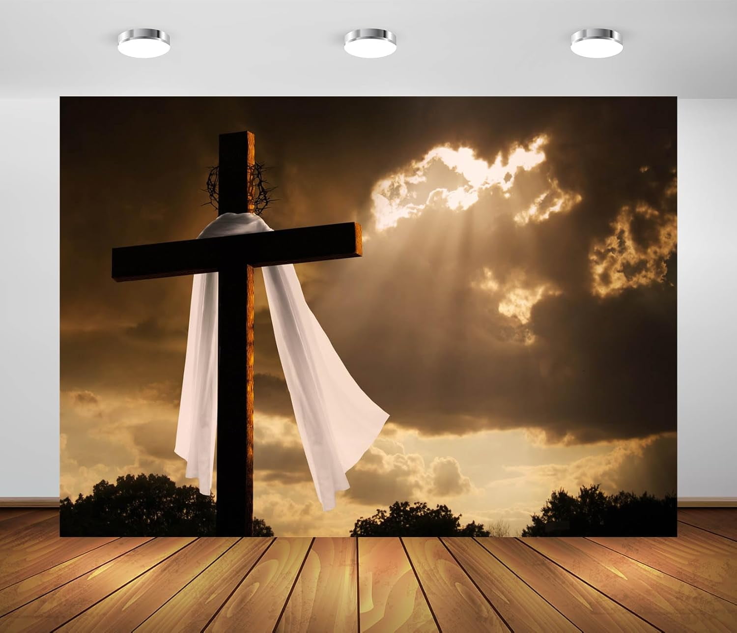 8x6ft Fabric Christ Cross Backdrop Christian Cross with Burial Cloth ...