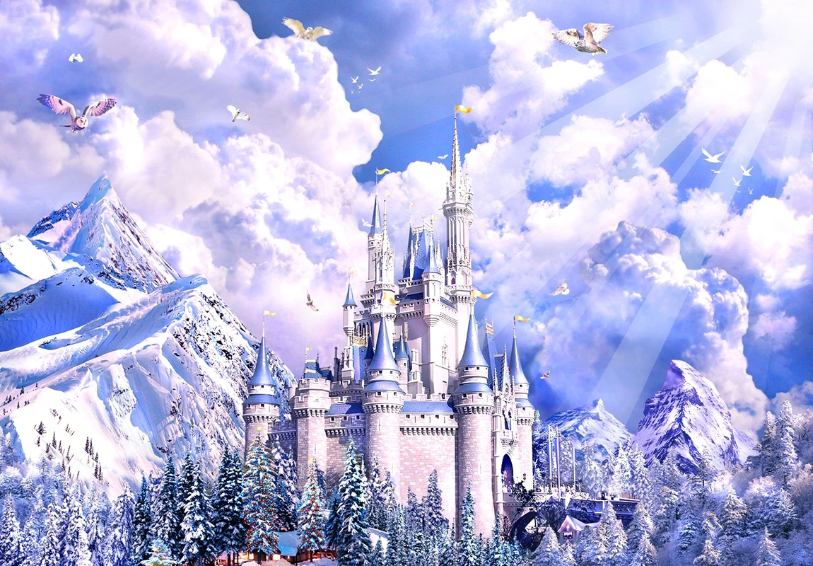 8x6ft Fabric Happy Birthday Magic Princess s Photography Dream Castle ...