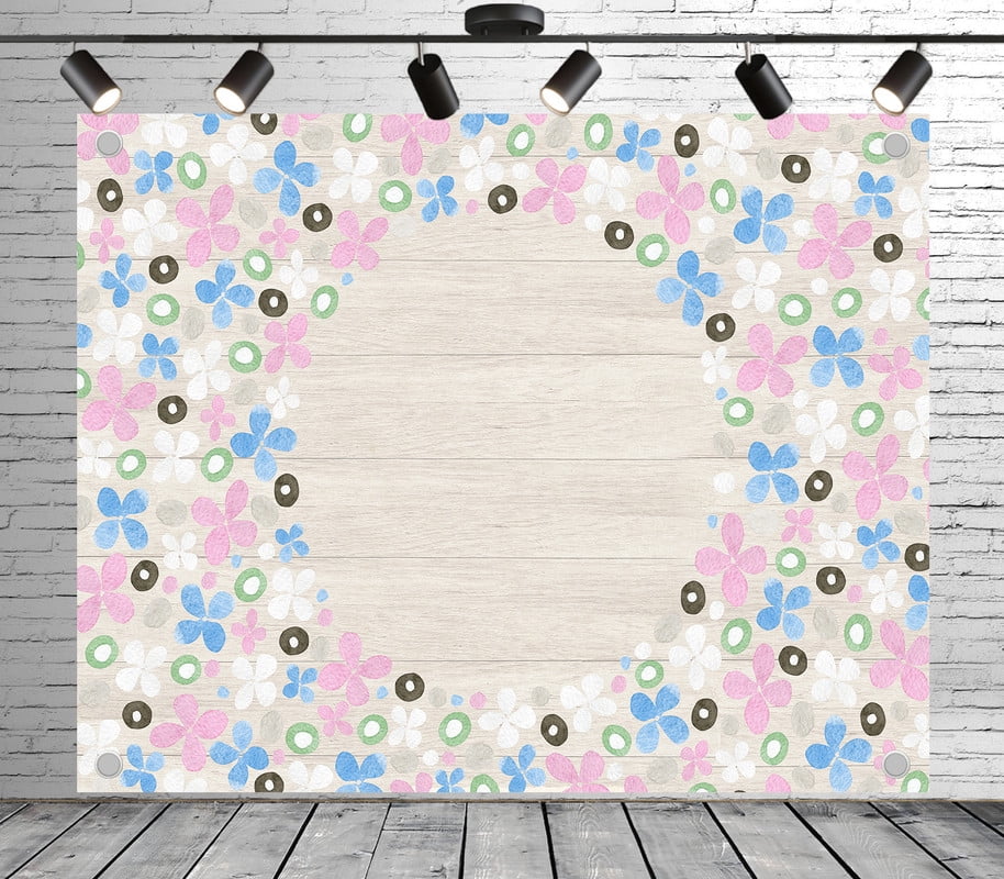 8x6ft Floral Backdrop Colorful Flower Border on Wooden Photo Backdrop ...