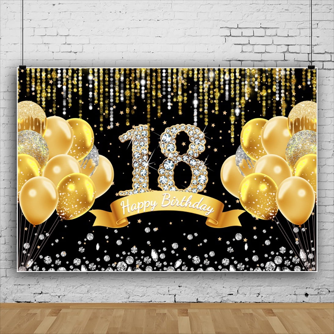8x6ft,Gold Birthday Backdrop,Happy Birthday Photography Background ...