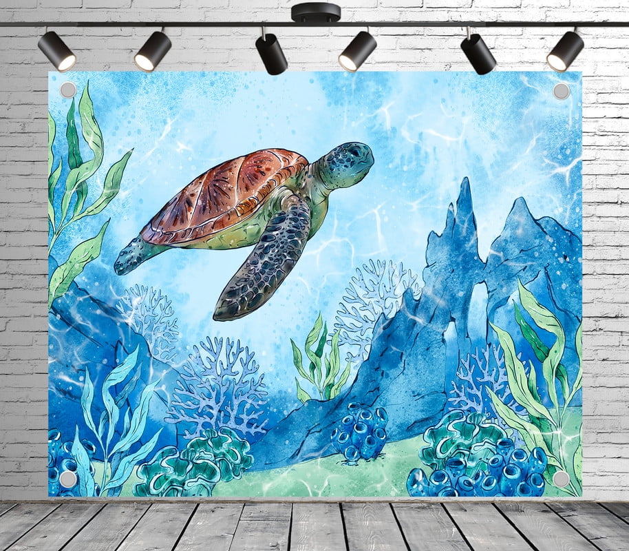 8x6ft Ocean Backdrop Sea Turtle Photo Backdrop Tropical Background for ...
