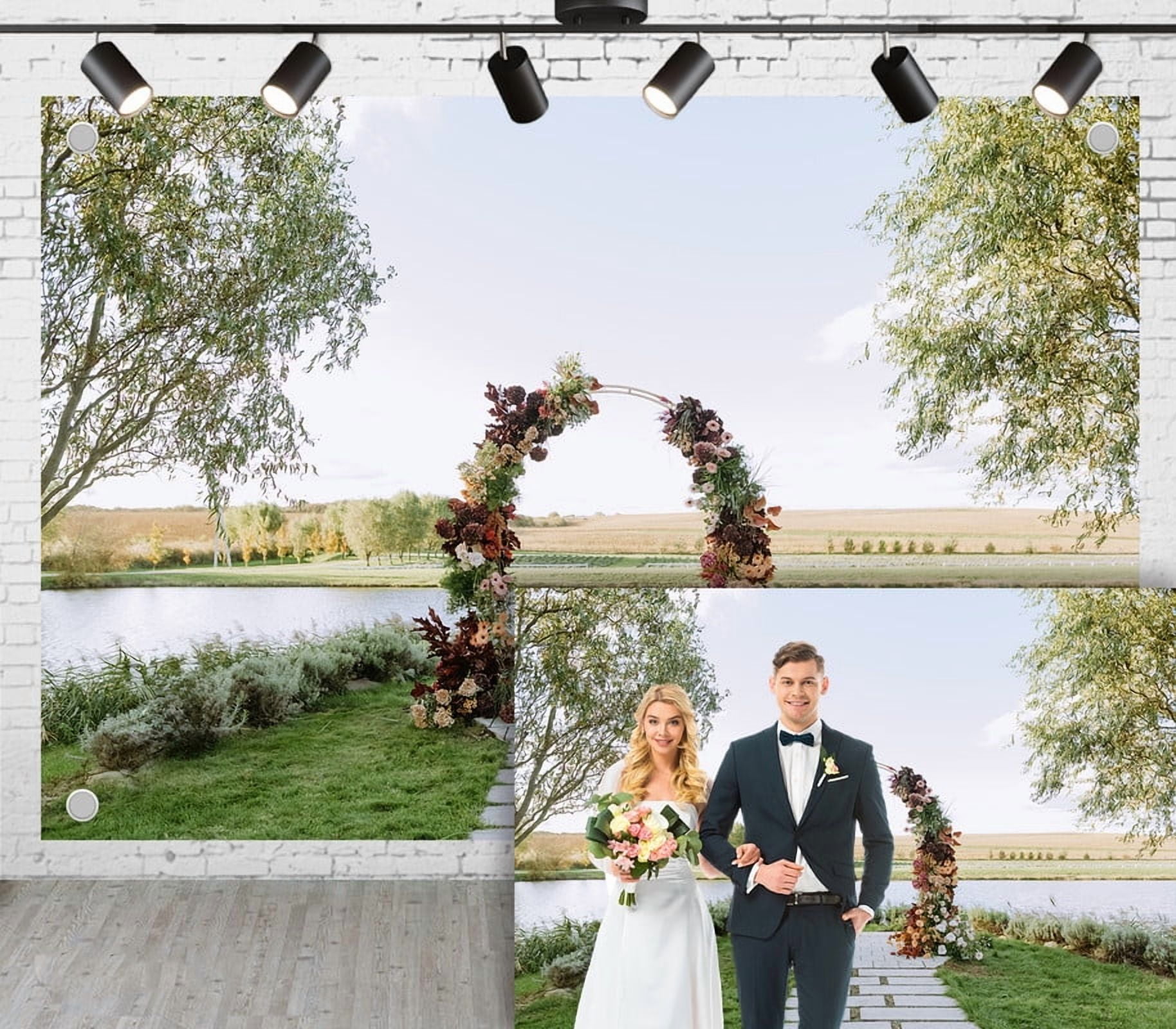 8x6ft Outdoor Wedding Photoshoot Backdrop Stone Road Arch Field ...