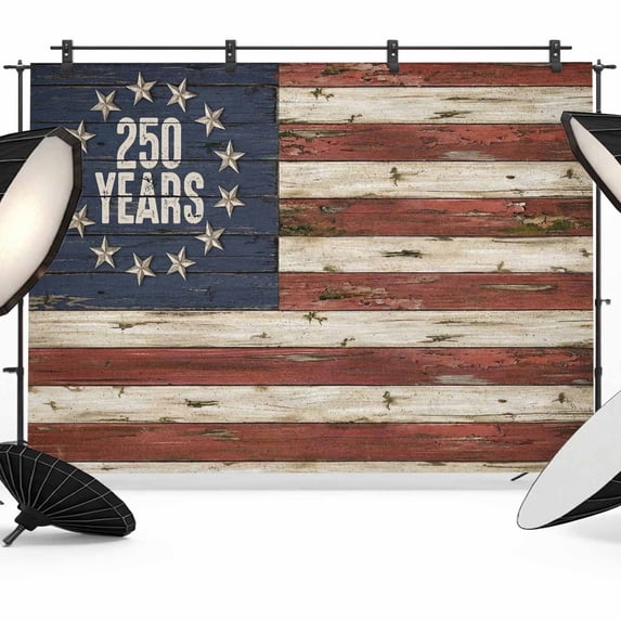 8x6ft Photo Backdrop, Anniversary USA Flag Soft Polyester Backdrop ...