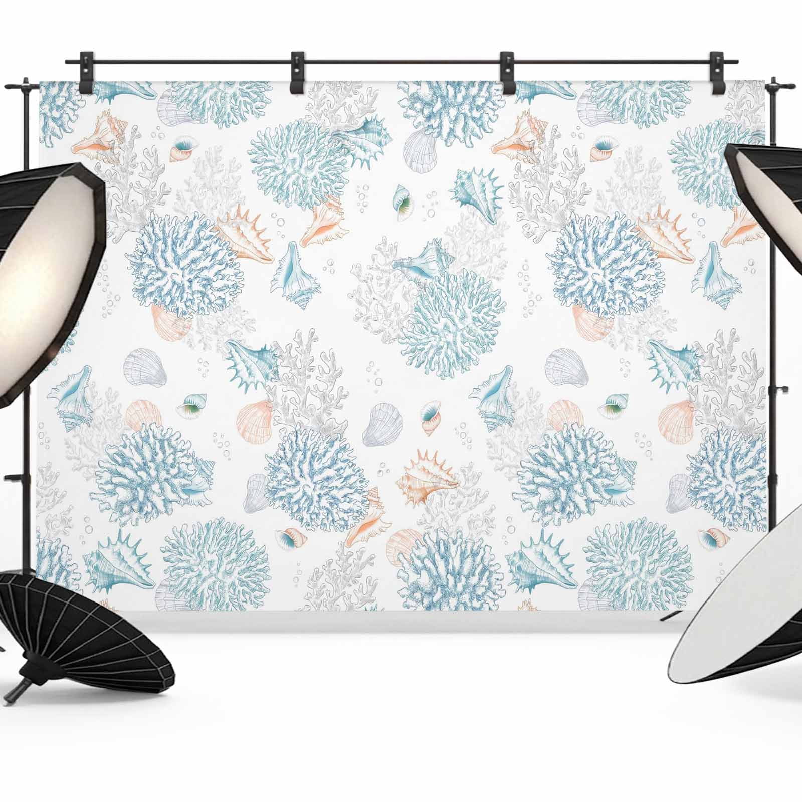 8x6ft Photo Backdrop, Blue Gray Coastal Soft Polyester Backdrop ...