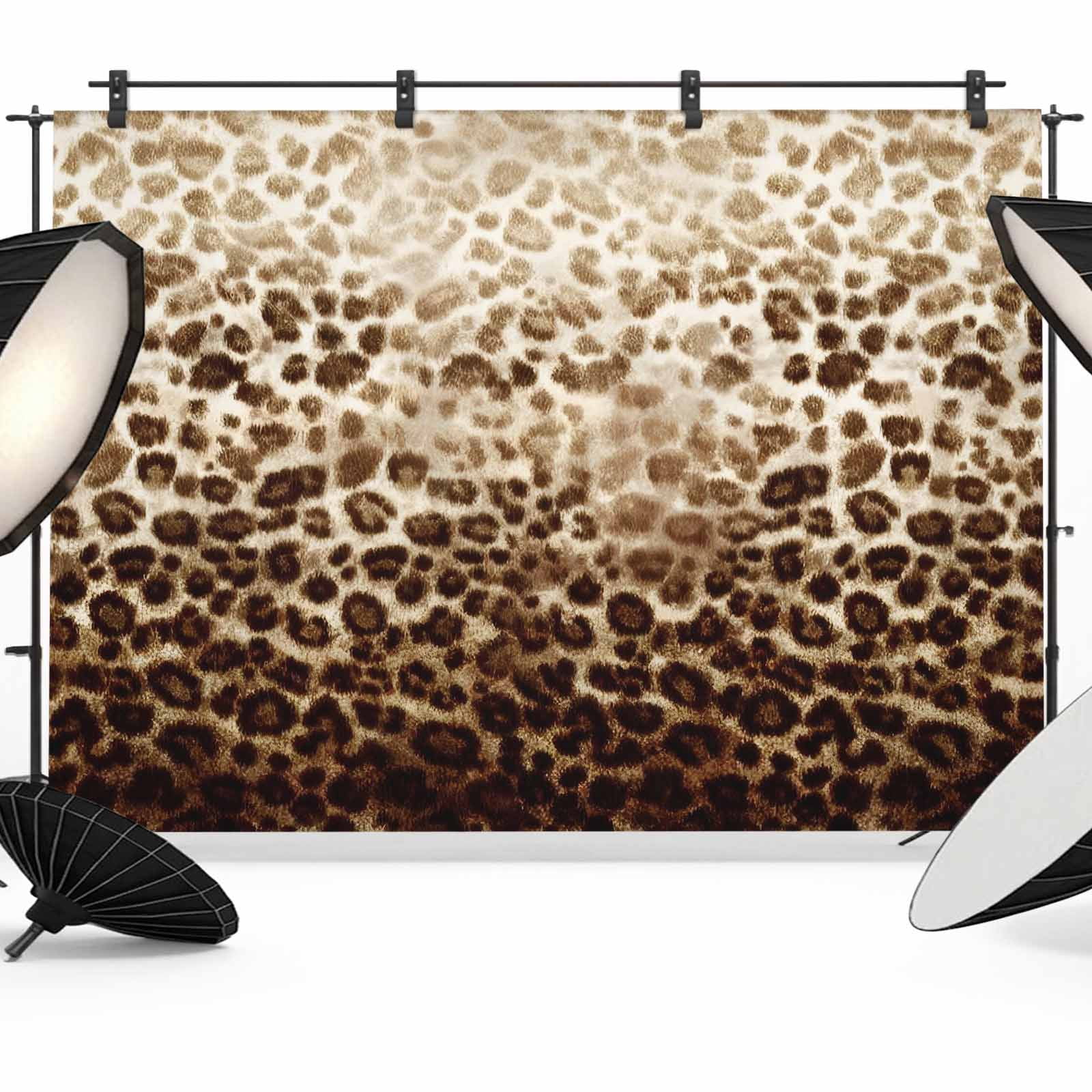 8x6ft Photo Backdrop, Brown Leopard Soft Polyester Backdrop Curtains ...