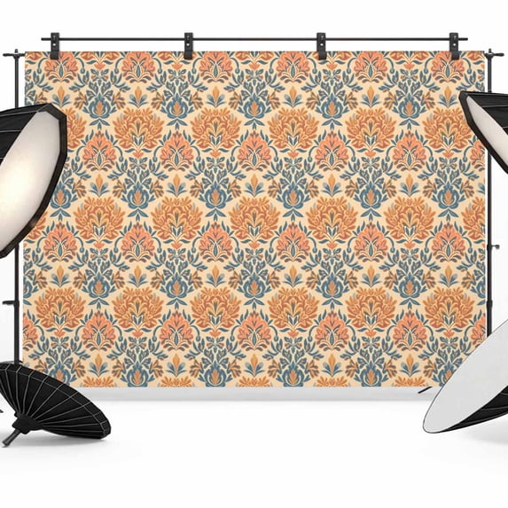 8x6ft Photo Backdrop, Orange Blue Geometric Soft Polyester Backdrop ...
