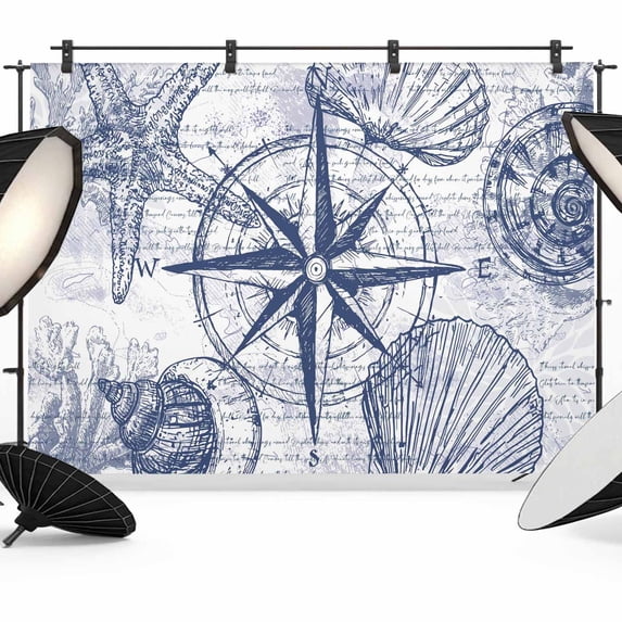 8x6ft Photo Backdrop, Purple Blue Compass Soft Polyester Backdrop ...