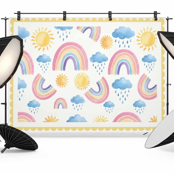 8x6ft Photo Backdrop, Rainbow Sunshine Soft Polyester Backdrop Curtains ...