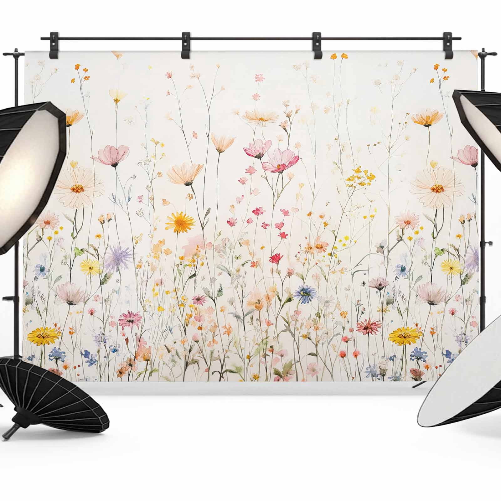 8x6ft Photo Backdrop, Spring Flowers Soft Polyester Backdrop Curtains ...
