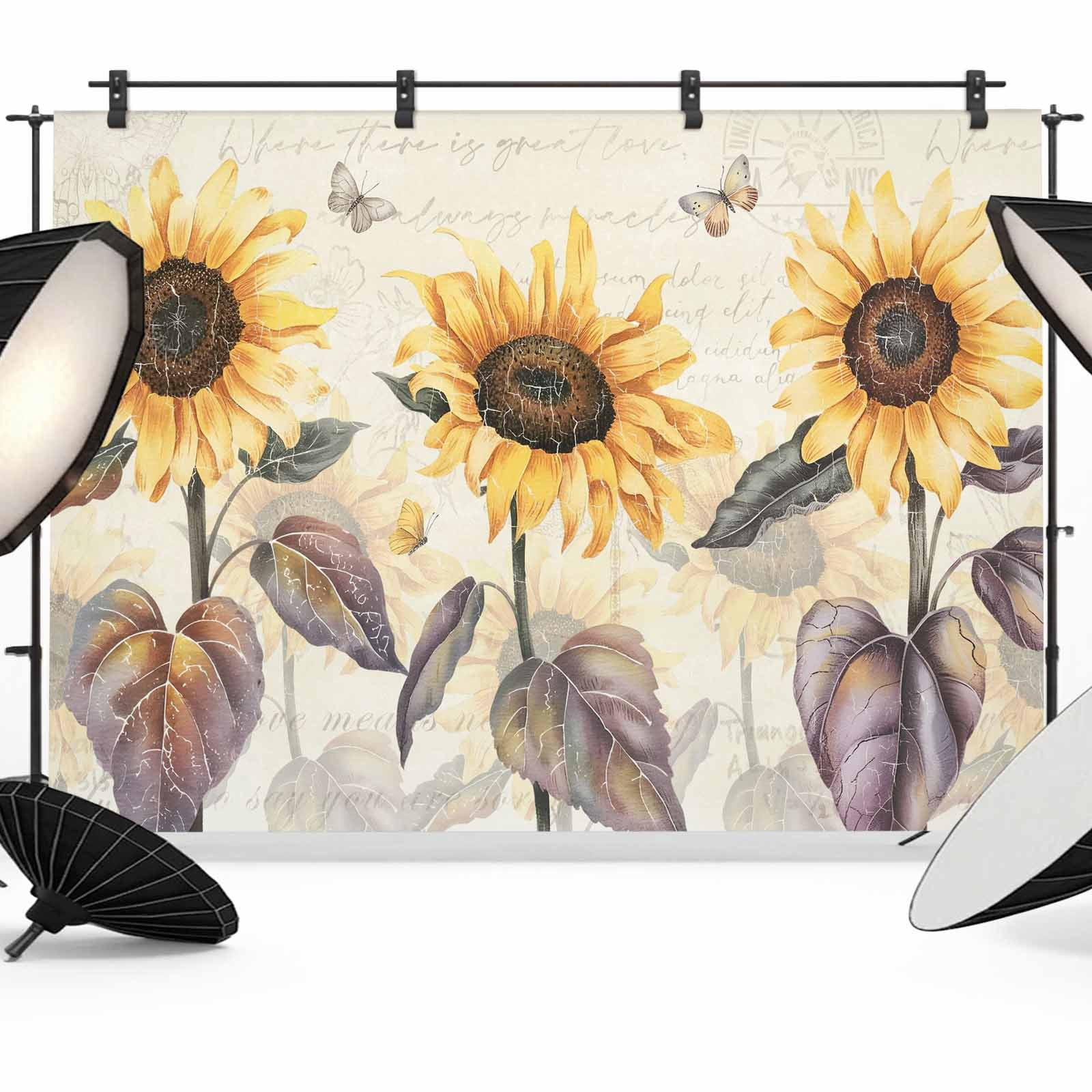 8x6ft Photo Backdrop, Sunflower Soft Polyester Backdrop Curtains ...
