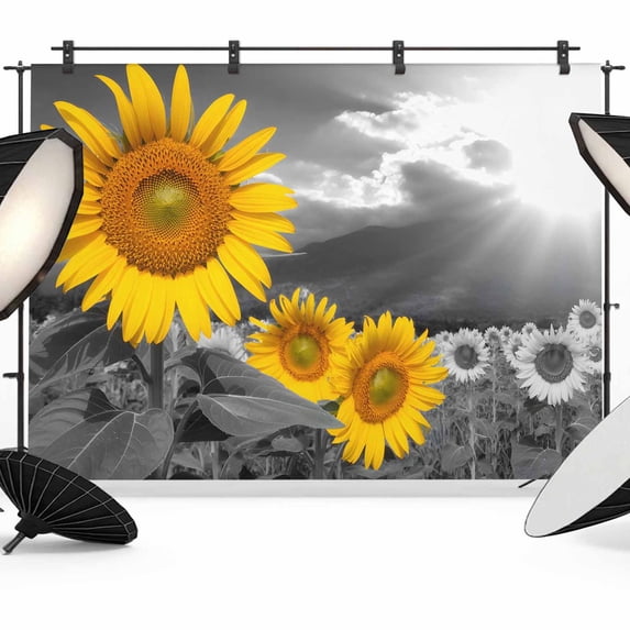 8x6ft Photo Backdrop, Sunflowers Soft Polyester Backdrop Curtains ...