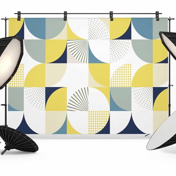 8x6ft Photo Backdrop, Yellow Geometric Soft Polyester Backdrop Curtains ...