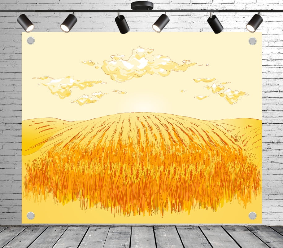 8x6ft Rustic Backdrop Golden Wheat Field Photo Backdrop Summer ...