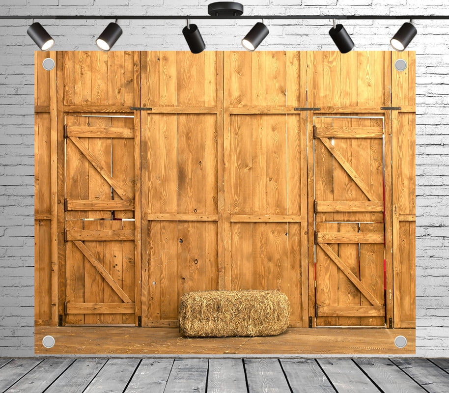 8x6ft Wood Panel Backdrop Barn with Hay Bale Photo Backdrop Rustic ...