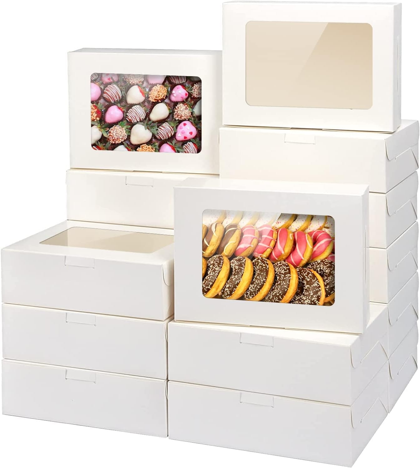 8x6x2.5In 20pcs White Cookie Boxes with Window, Pastry Boxes for Gift ...