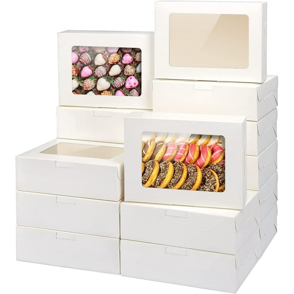 8x6x2.5In 20pcs White Cookie Boxes with Window, Pastry Boxes for Gift ...