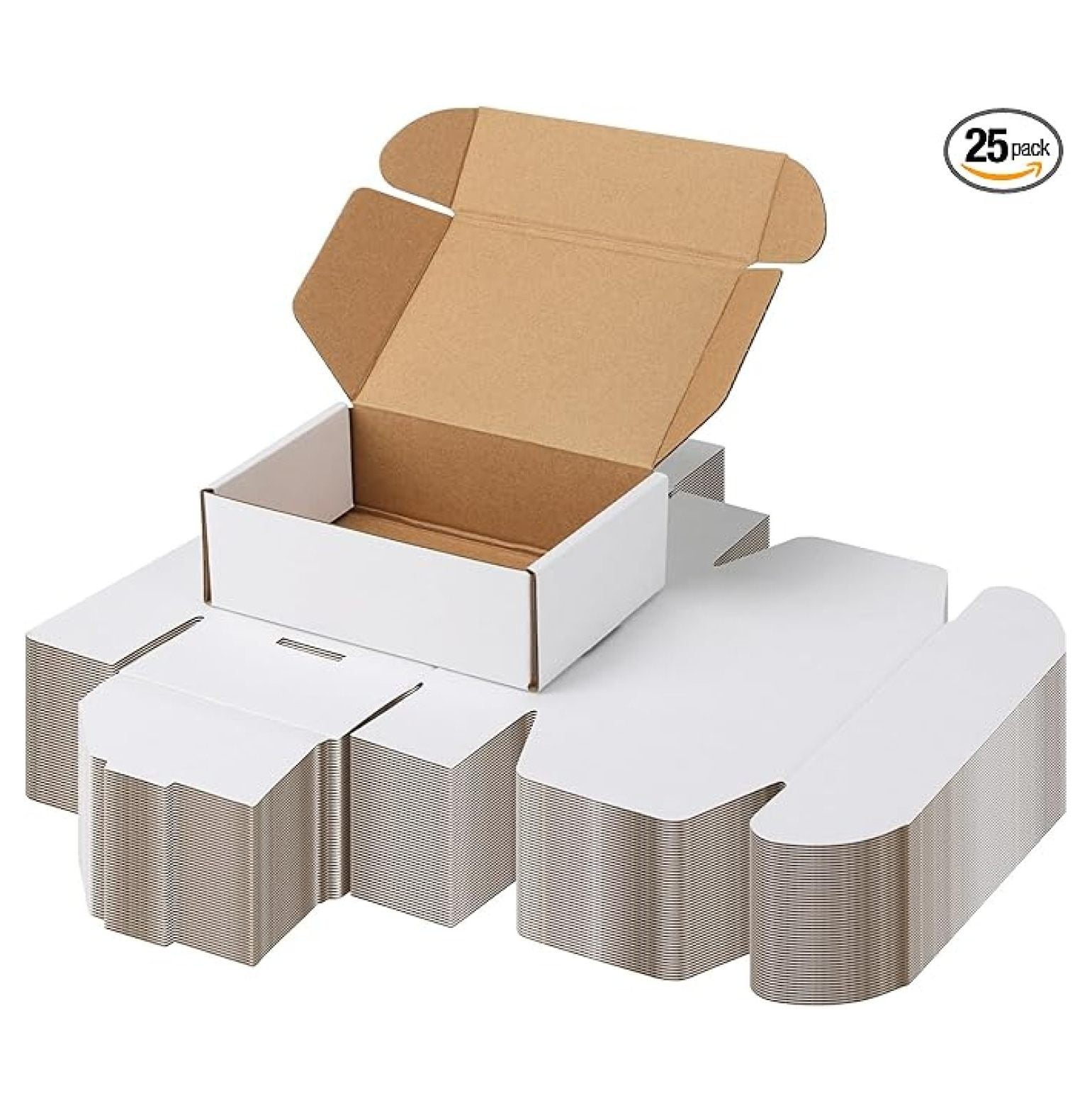 8x6x2 Inch Shipping Boxes 25 Pack White, Tab Lock Tuck Top Mailer Boxes ...