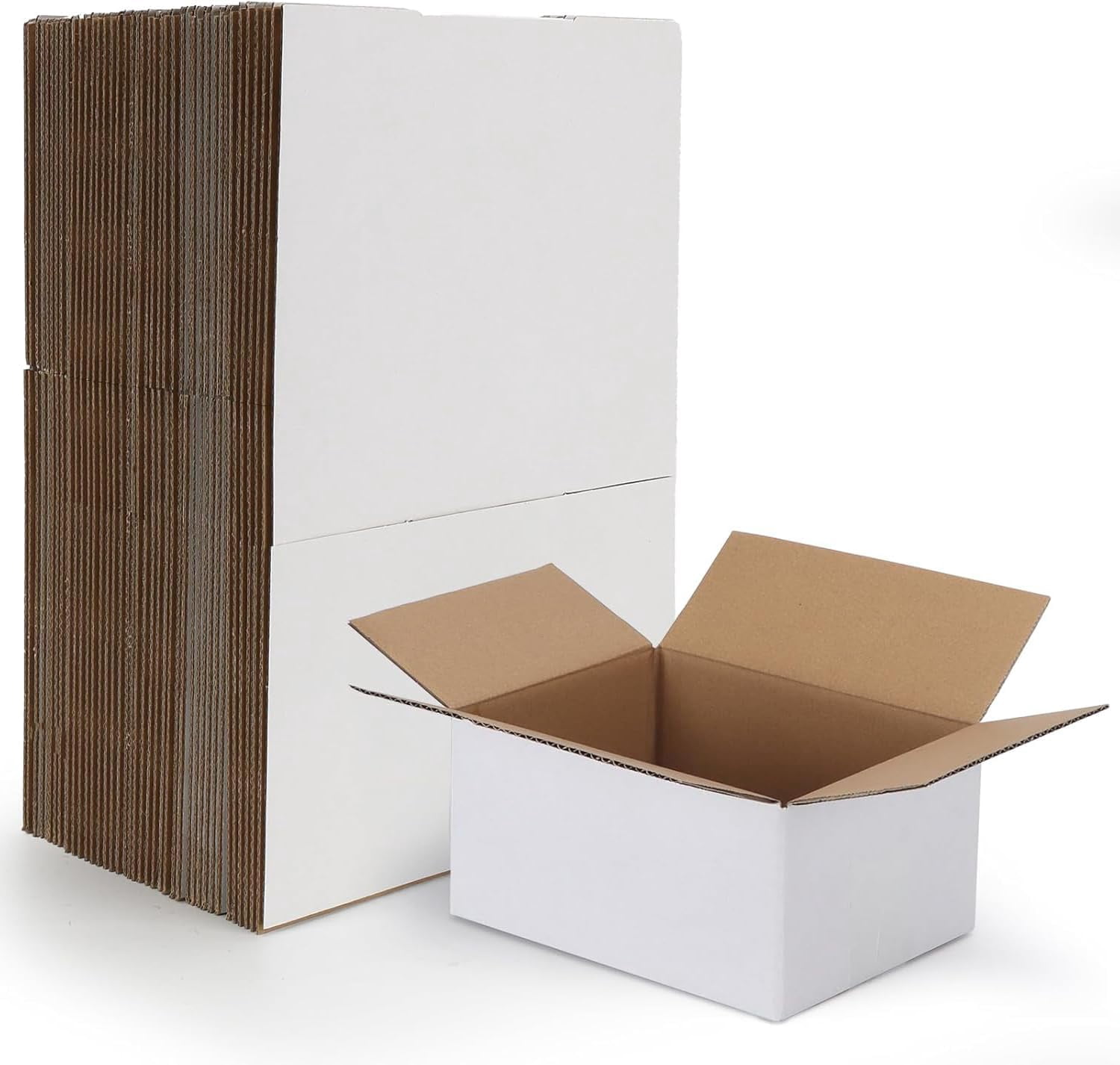 8x6x4 Shipping Boxes Set of 40, White Corrugated Cardboard Mailer Box ...