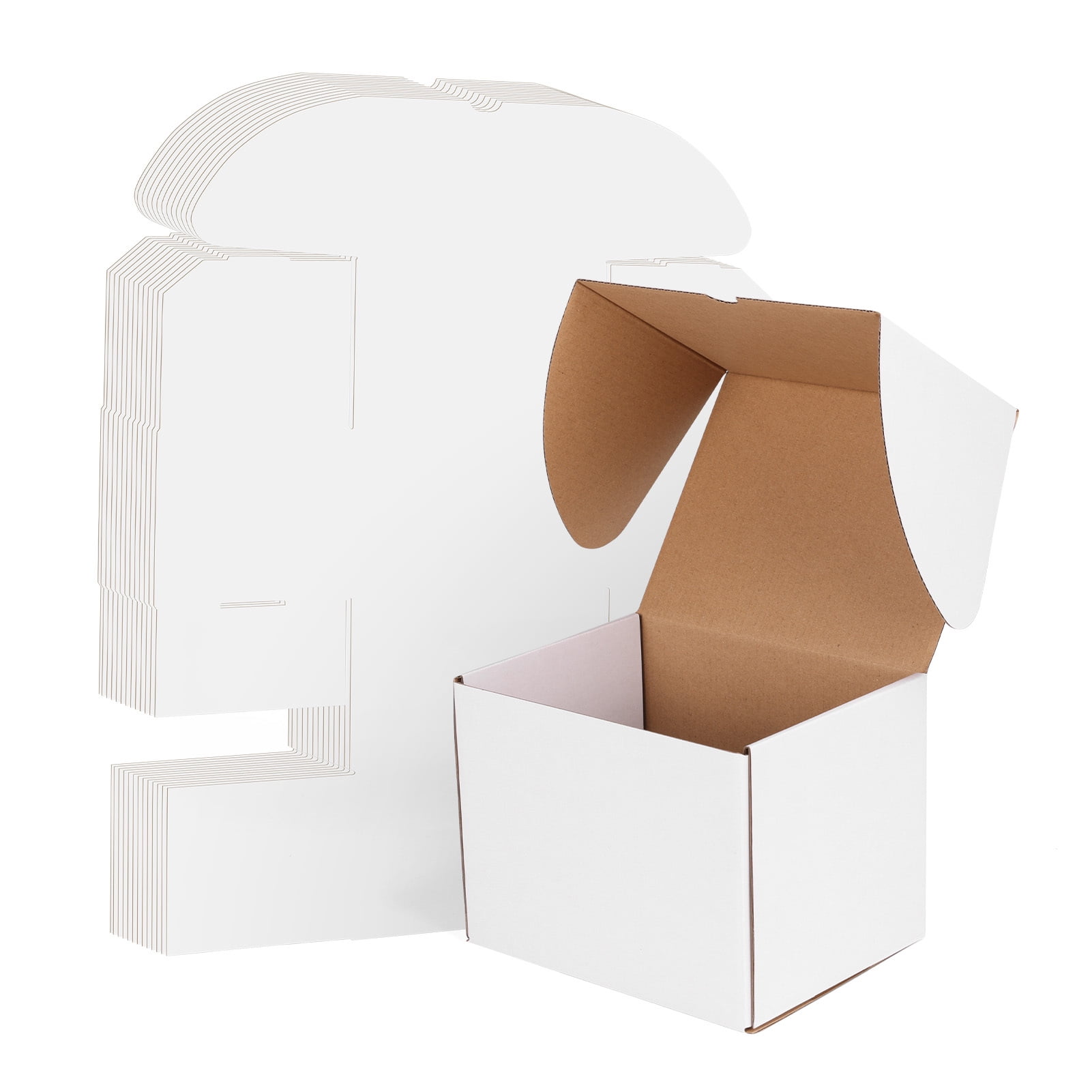 CRUGLA 8x6x6 inches Shipping Boxes set of 20, White Corrugated ...