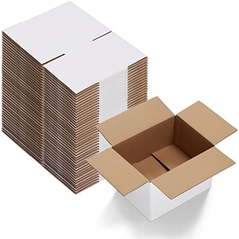 8x6x6 Shipping Boxes Set of 40, White Corrugated Cardboard Box for ...