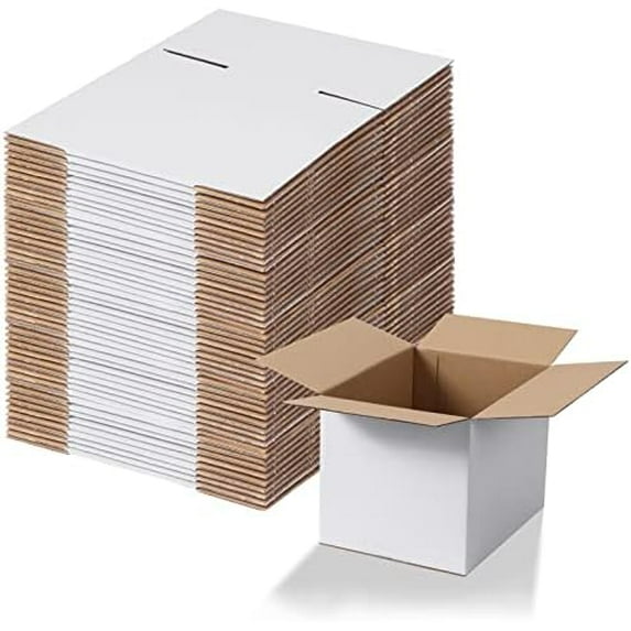 8x6x6 Shipping Boxes Set of 40, White Corrugated Cardboard Box for ...
