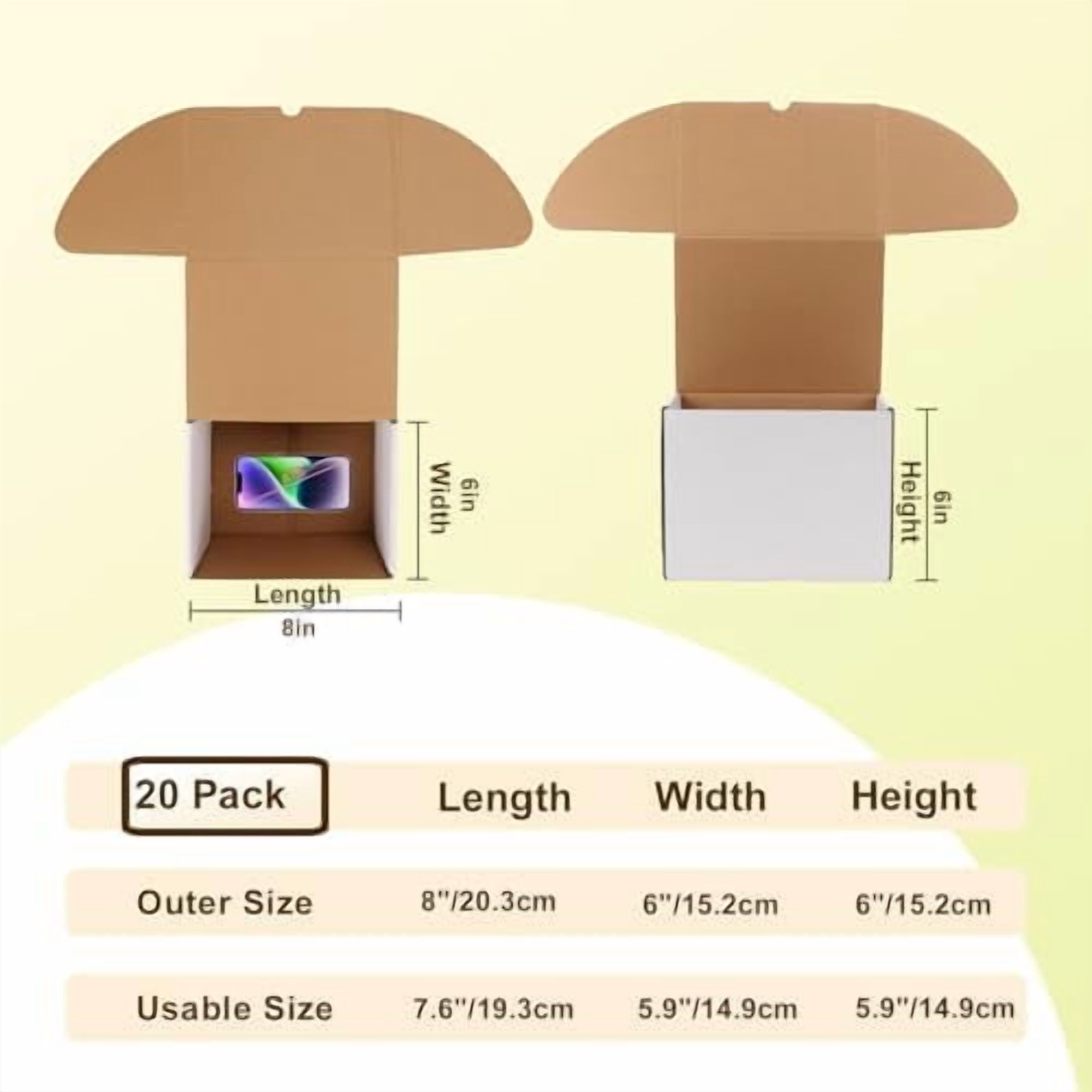 8x6x6 inches Shipping Boxes set of 20 White Corrugated Cardboard Box ...