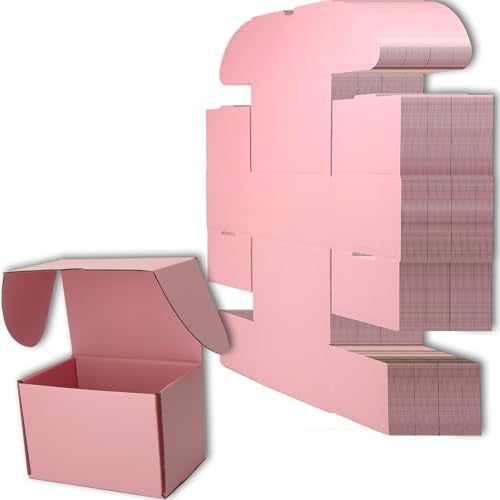 8x6x6 inches Small Shipping Boxes Set of 25 - Pink Mailer Corrugated ...