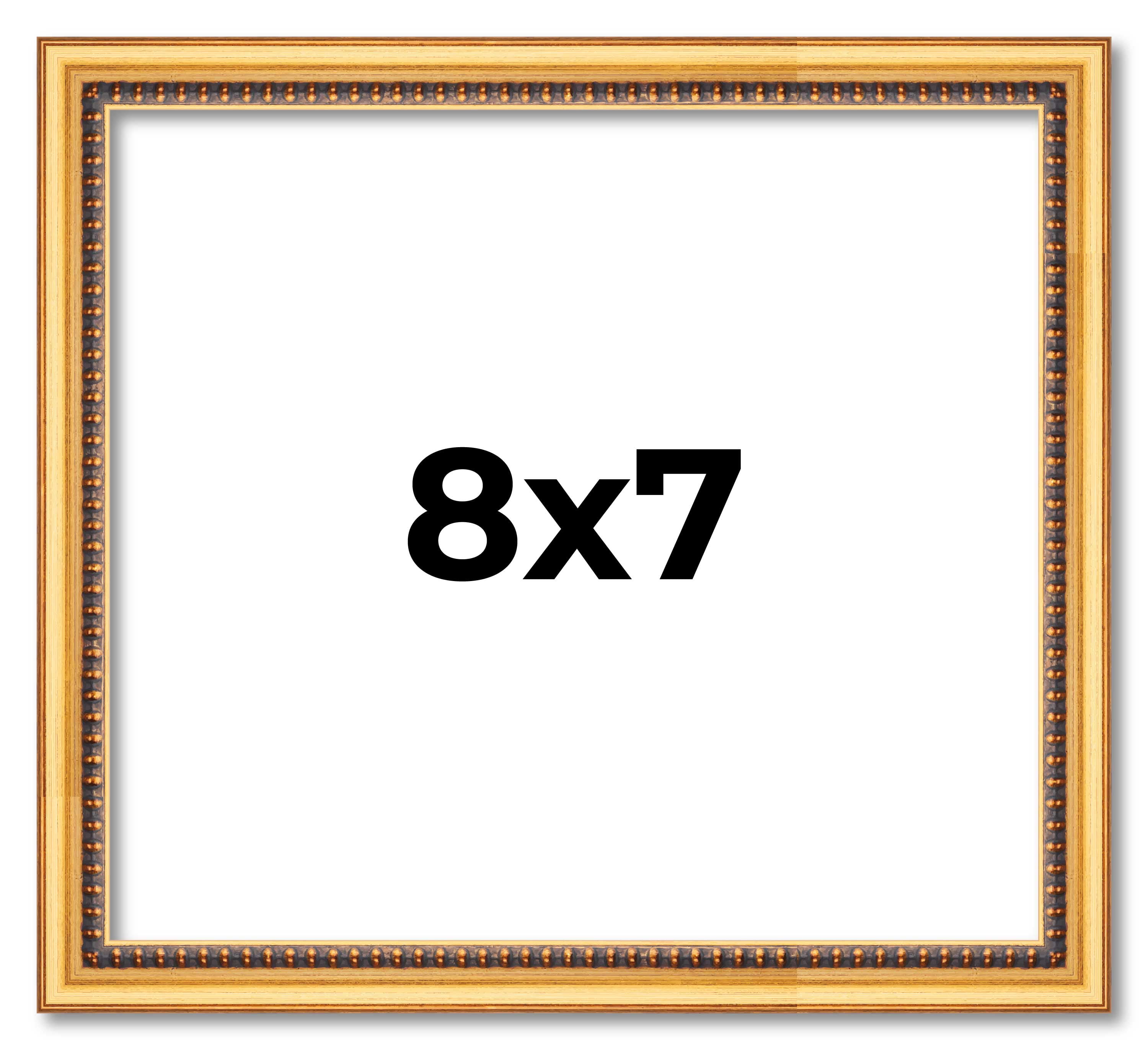 8x7 Frame Beaded Gold Solid Wood Picture Frame | 0.75 Inches Moulding ...