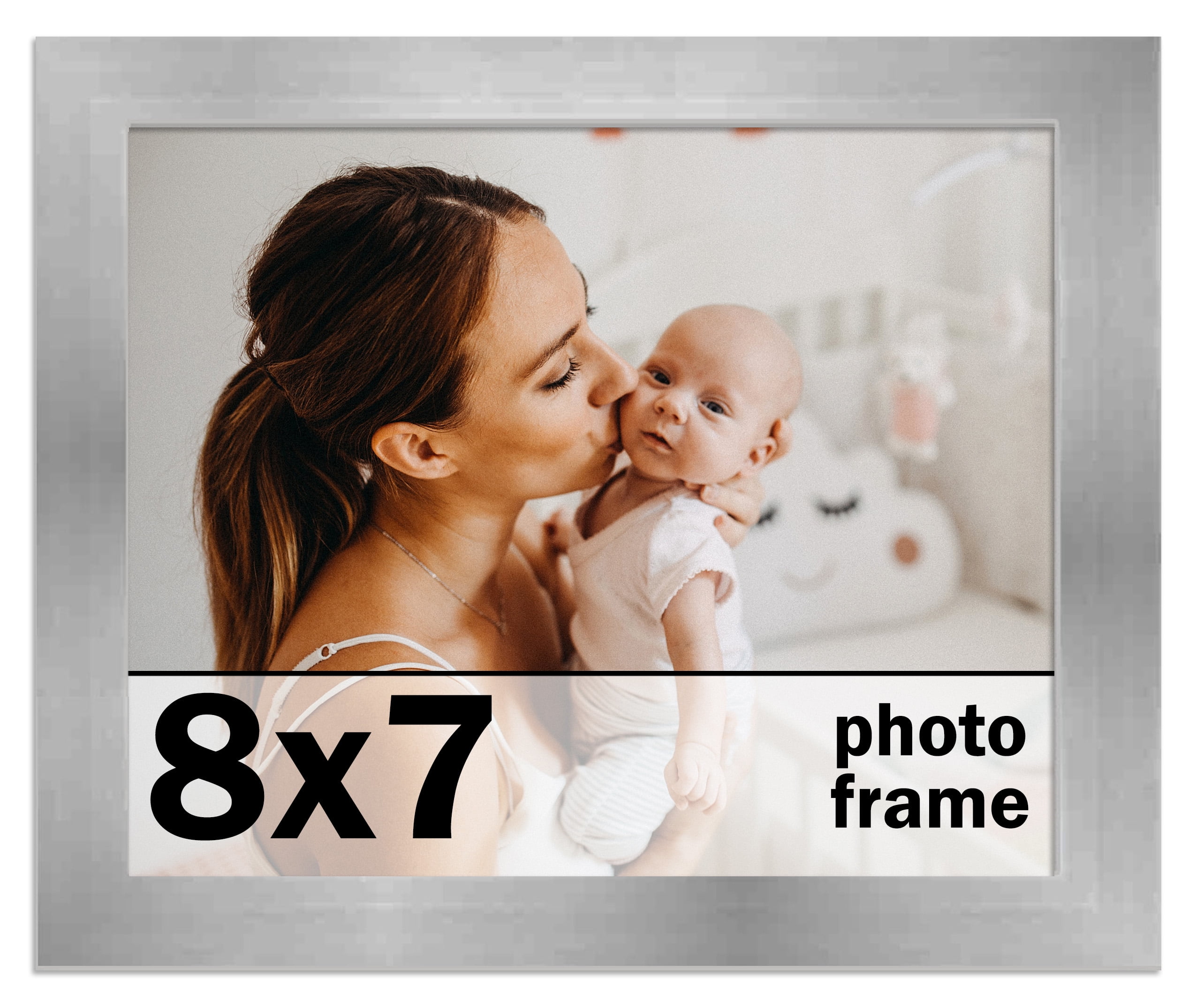 8x7 Frame Silver Stainless Steel Solid Wood Picture Frame | 0.75 Inch ...