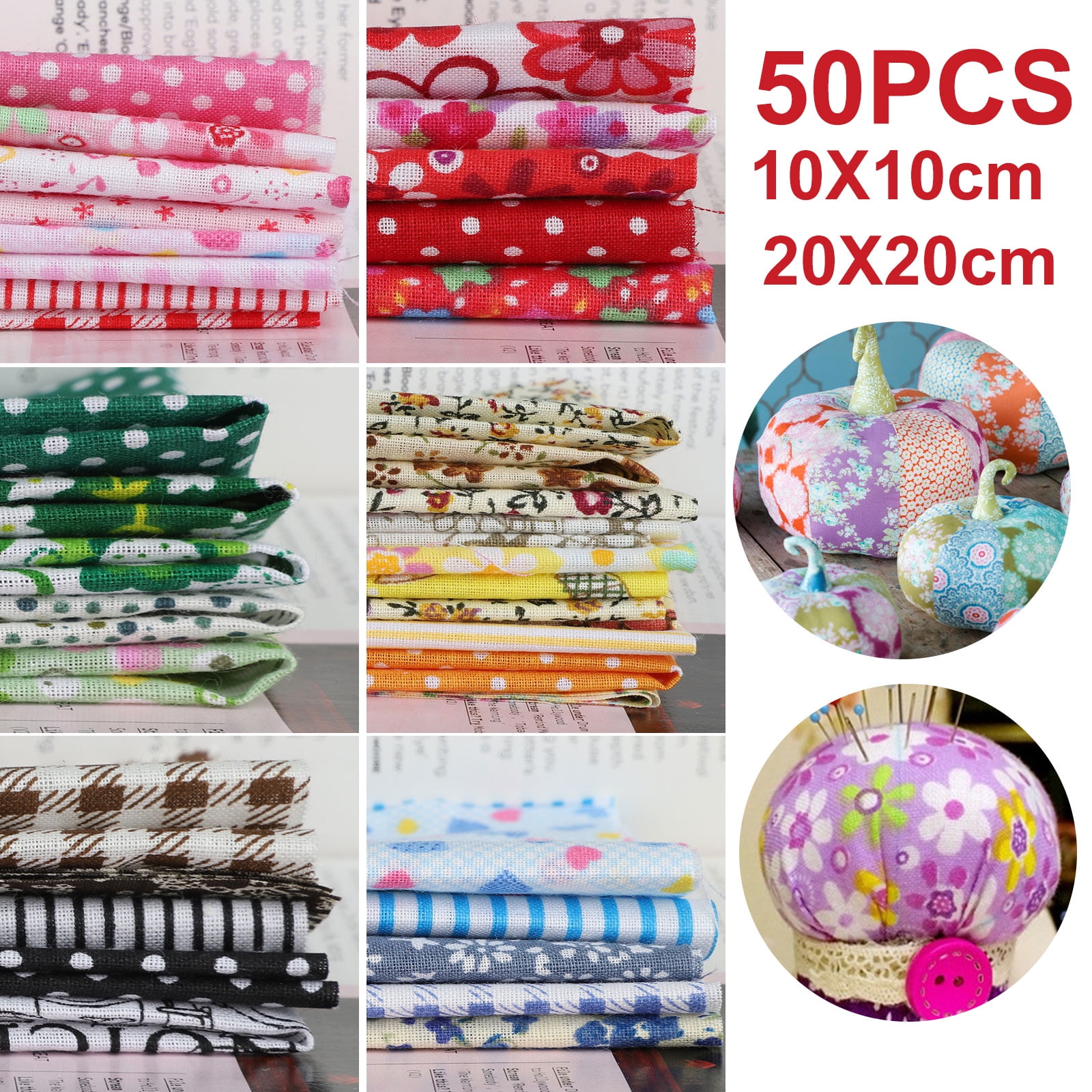 8x8/4x4in Quilting Fabric Squares Sheets, 100/50pcs Cotton Printed ...