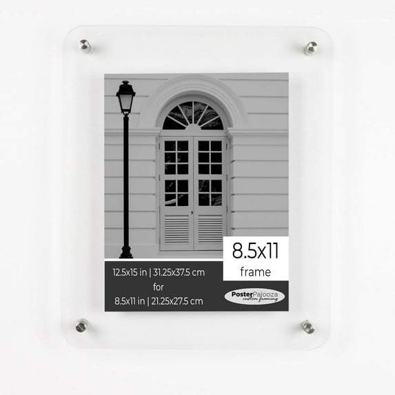 8x8 Acrylic Floating Frame with Silver Standoff Wall Mount Hardware ...