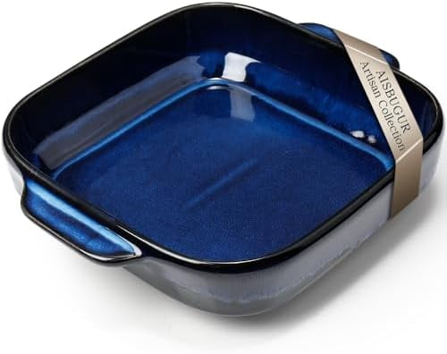 8x8 Baking Pan Ceramic Square Baking Dish Lasagna Pan with Double ...