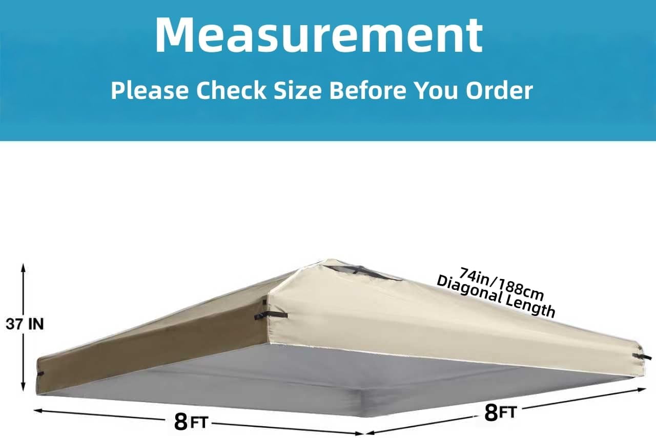 8x8 Canopy Replacement Top Cover with Air Vents for ez up Pop up Canopy ...